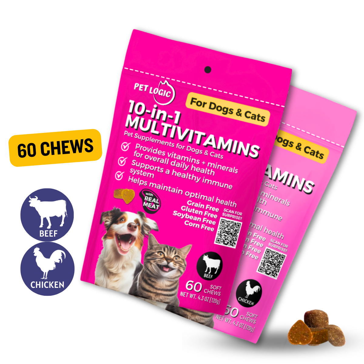 Pet Logic 10-in-1 Multivitamins 120g Dog & Cat Treats Supplement Pet V