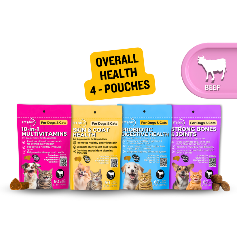 Pet Logic Overall Health 4-Pouch Pet Supplements Bundle